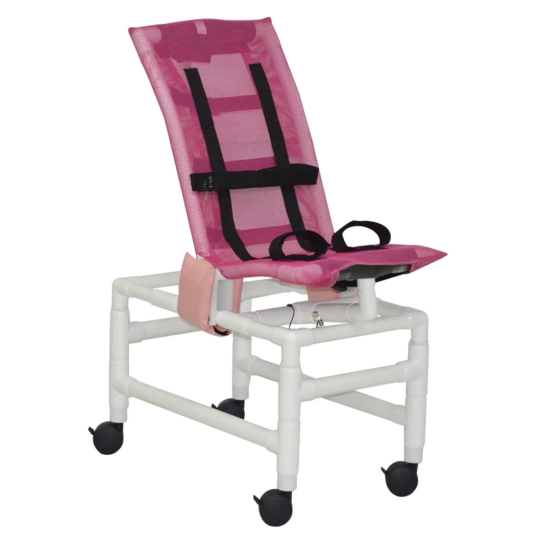 MJM International Articulating bath chair w/ base & casters, 130 lbs wt cap