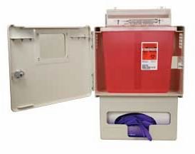 Sharps Container Cabinet / Wall Enclosure with Glove Box Complete ...
